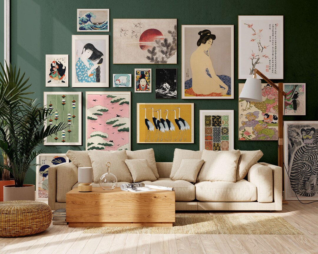 Maximalist Japanese Wall Art, Eclectic Vintage Gallery Wall Set, Trendy ...