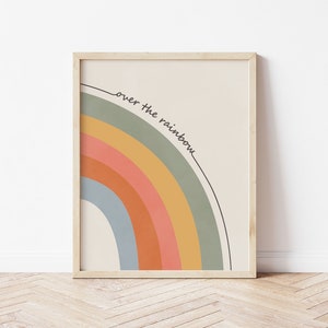 Retro Rainbow Print, Colorful Boho Wall Art With Quote, 60s 70s ...