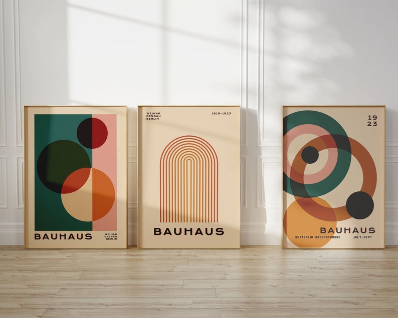 Bauhaus Set of 3 Prints, Vintage Mid Century Modern Posters, Retro ...