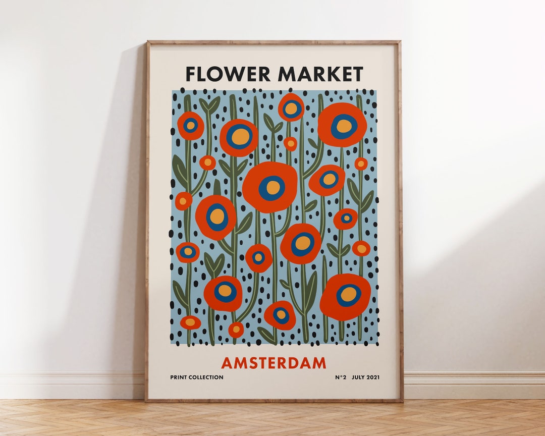 Marché aux fleurs d’Amsterdam, impression numérique florale abstraite ...