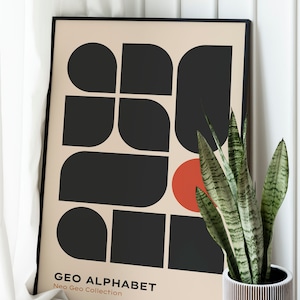 Retro Bauhaus Inspired Poster, Minimalist Geometric Wall Art, Trendy ...