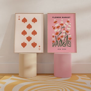 Retro Funky Wall Art Set of 6 Prints, Pink and Orange Groovy Posters ...