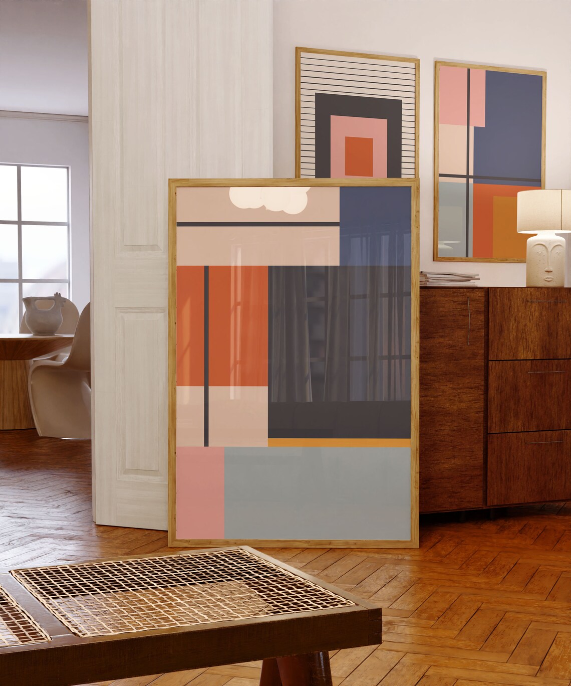 Mid Century Modern Retro Poster, Bauhaus Abstract Geometric Print ...