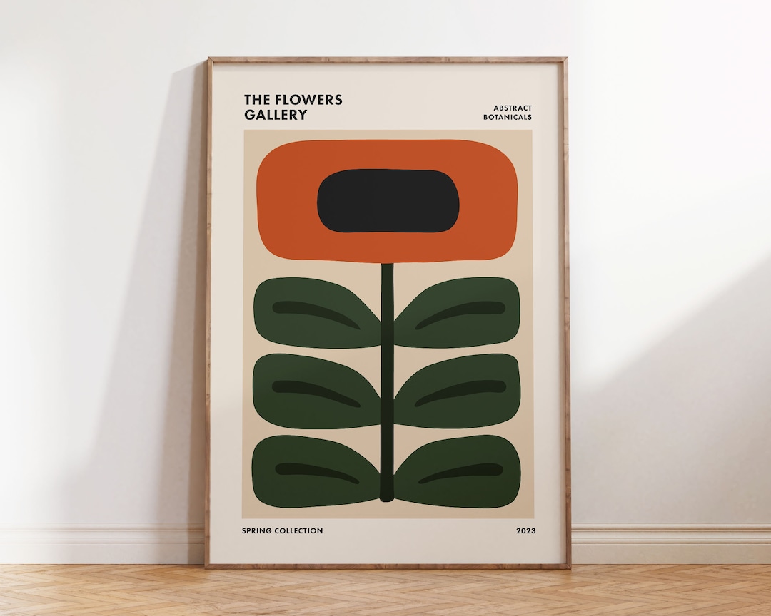 Vintage Retro Floral Print, Flower Market Poster, Abstract Eclectic ...