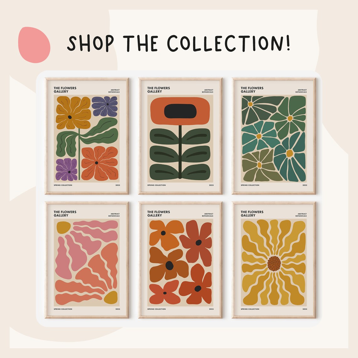 Funky Retro Floral Print, Flower Market Poster, Abstract Colorful ...