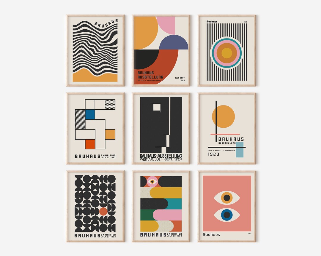 Bauhaus Poster Set, Mid Century Modern Gallery Wall Set, Eclectic ...
