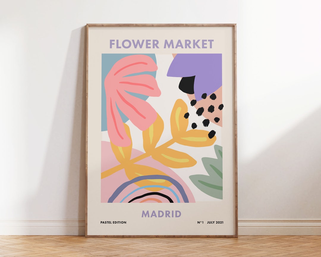 Flower Market Poster, Preppy Room Decor, Pink Girly Wall Art, Pastel ...