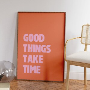 Affirmation Wall Art Set of 3 Prints, Funky Orange and Pink Posters ...