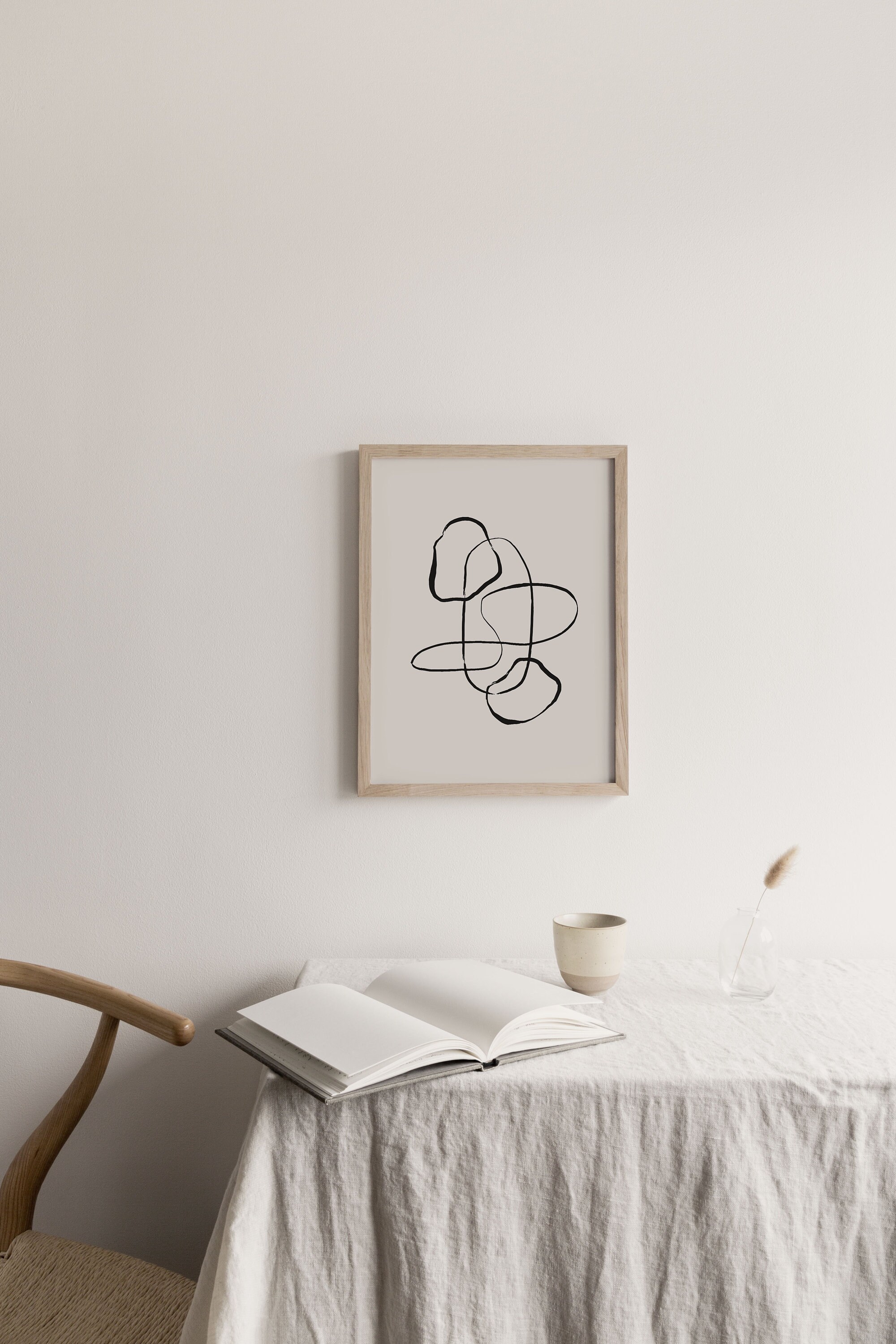 One Line Art Brush Stroke Print Abstract Minimalist Doodles - Etsy