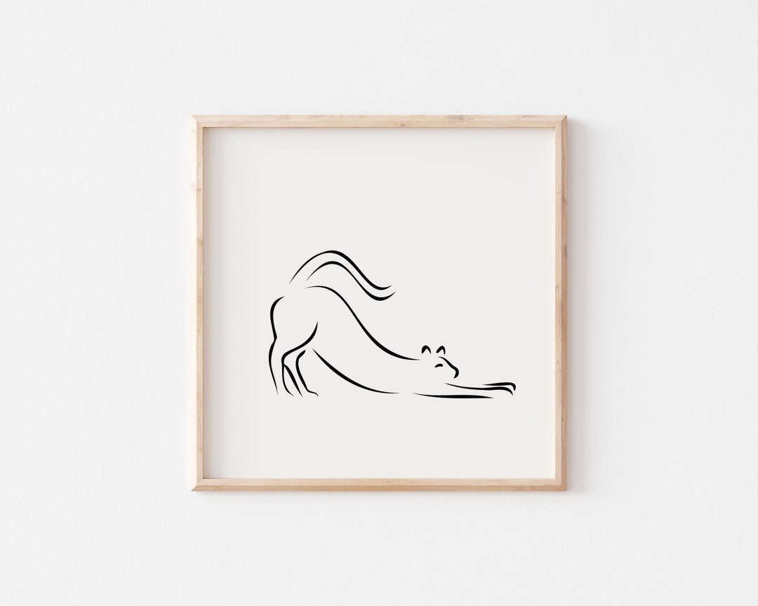 Picasso Cat Line Art Print, Black and White Minimalist Wall Art ...