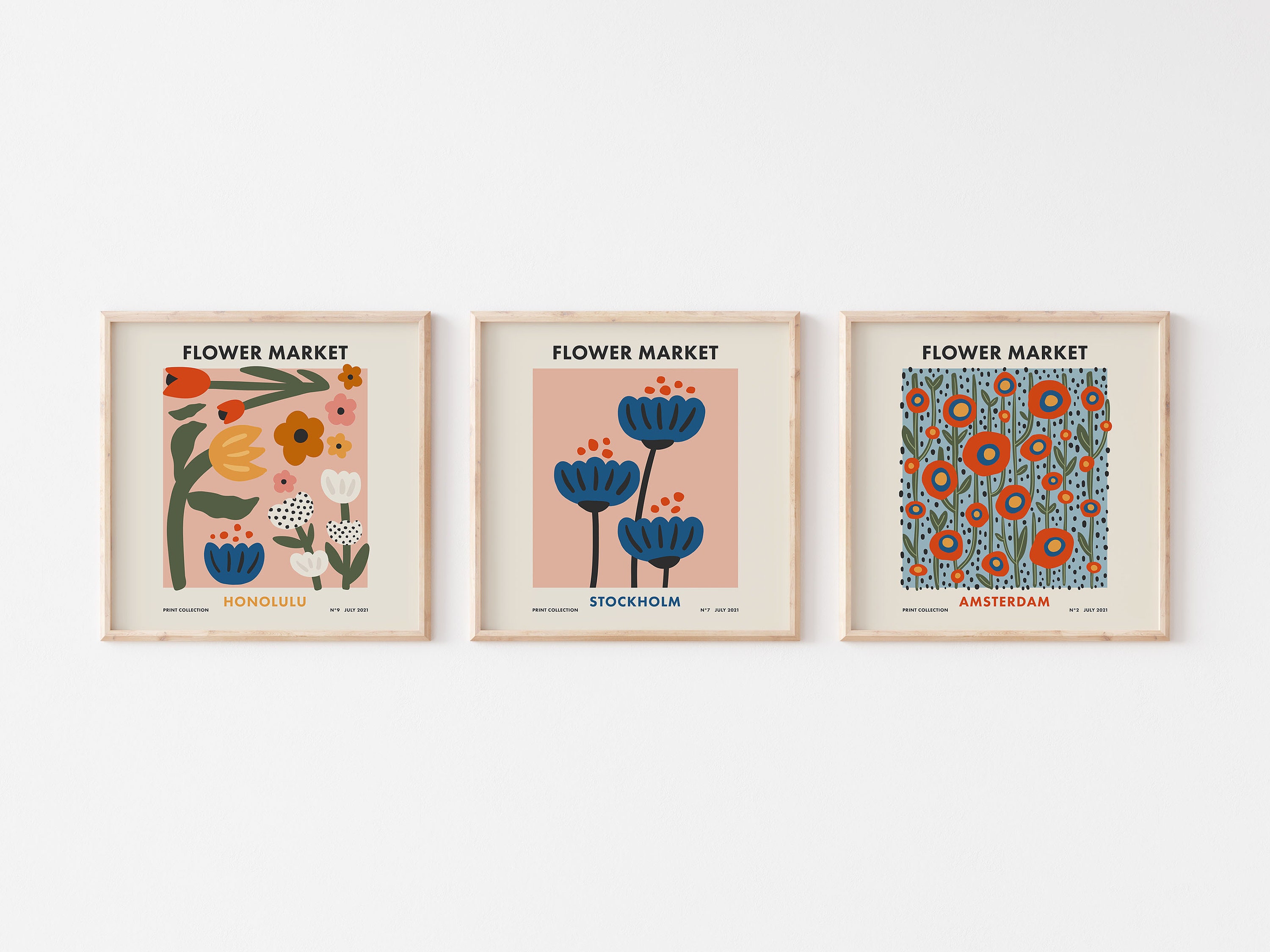 Spring Decor Gallery Wall Set, Trendy Colorful Wall Art Set of 9 Square ...