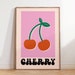 Cherry Retro Pink Poster, Funky Girly Wall Art, Groovy Decor, Preppy ...