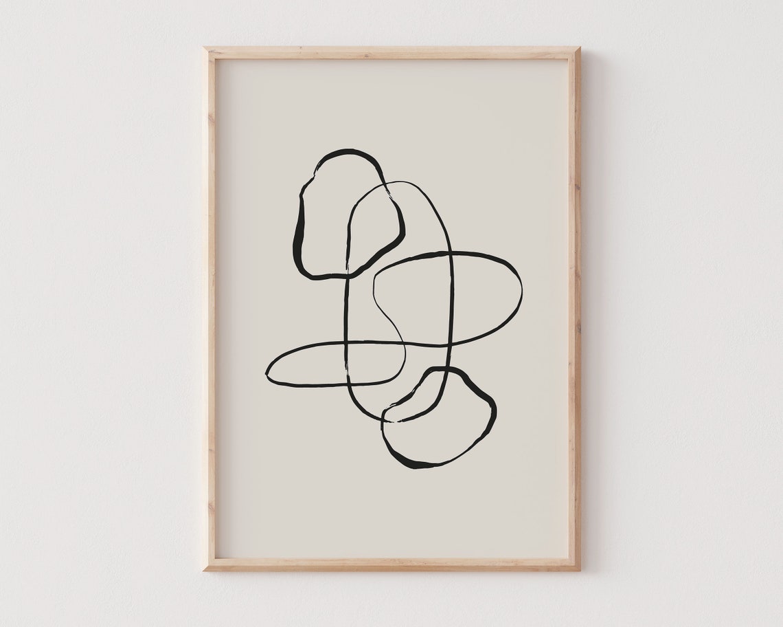 One Line Art Brush Stroke Print Abstract Minimalist Doodles - Etsy
