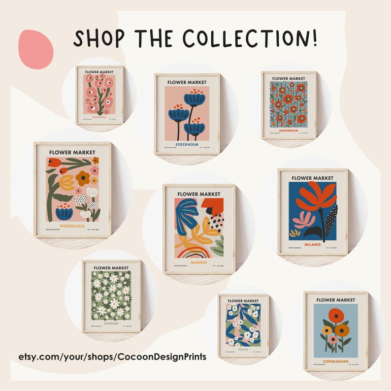 Flower Market Prints Set of 9 Printable Posters Colorful | Etsy