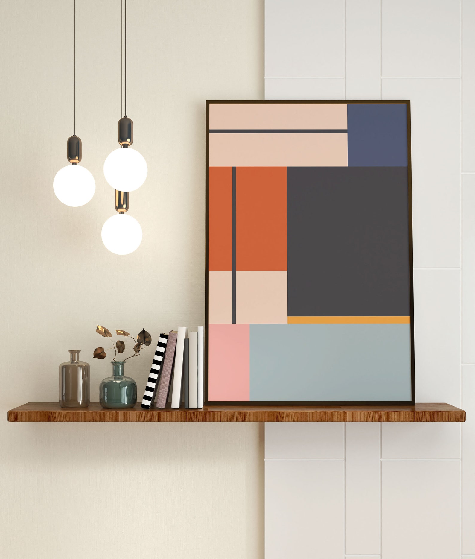Mid Century Modern Retro Poster, Bauhaus Abstract Geometric Print ...