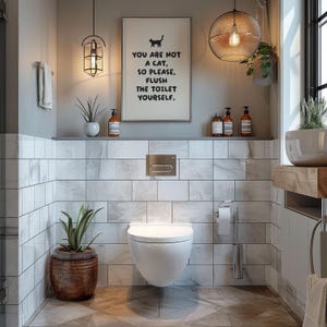 Funny Bathroom Wall Art, Cat Humor Art Print, Cute Quote for Restroom ...