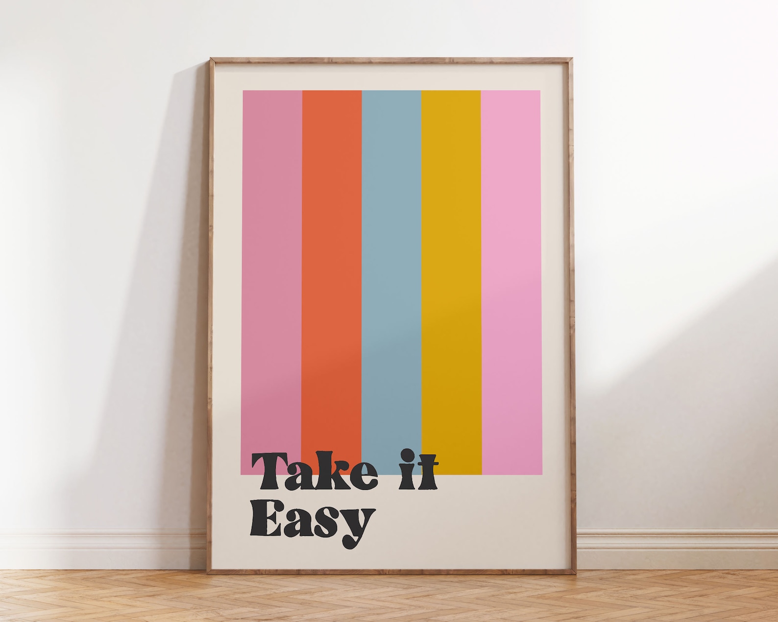 Take It Easy Print, Funky Inspirational Quotes Wall Art, Retro Colorful ...
