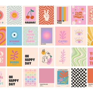 Funky Retro Wall Collage Kit, Groovy Preppy Room Decor, 60s 70s ...