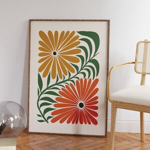 Groovy Flower Poster, Retro Floral Wall Art, Trendy Botanical Print ...