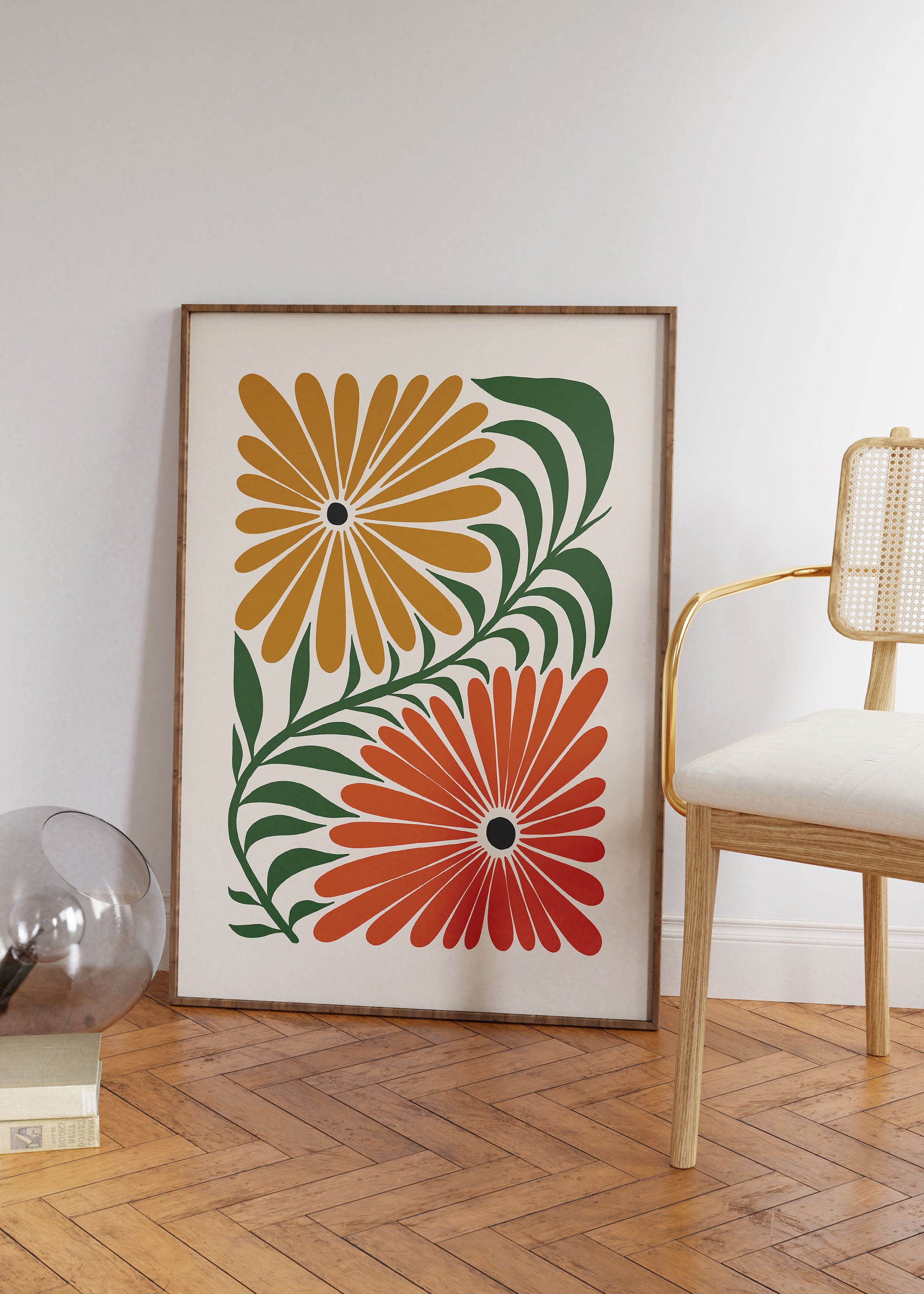 Groovy Flower Poster, Retro Floral Wall Art, Trendy Botanical Print ...