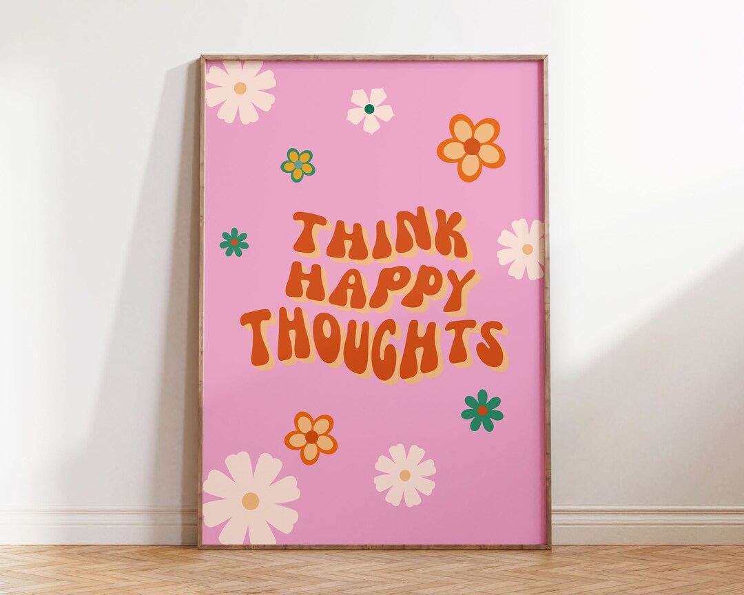 Funky Groovy Pink Wall Art, Retro Floral Inspirational Print, 60s 70s ...