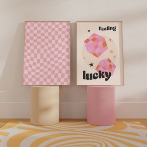 Retro Funky Wall Art Set of 6 Prints, Pink and Orange Groovy Posters ...