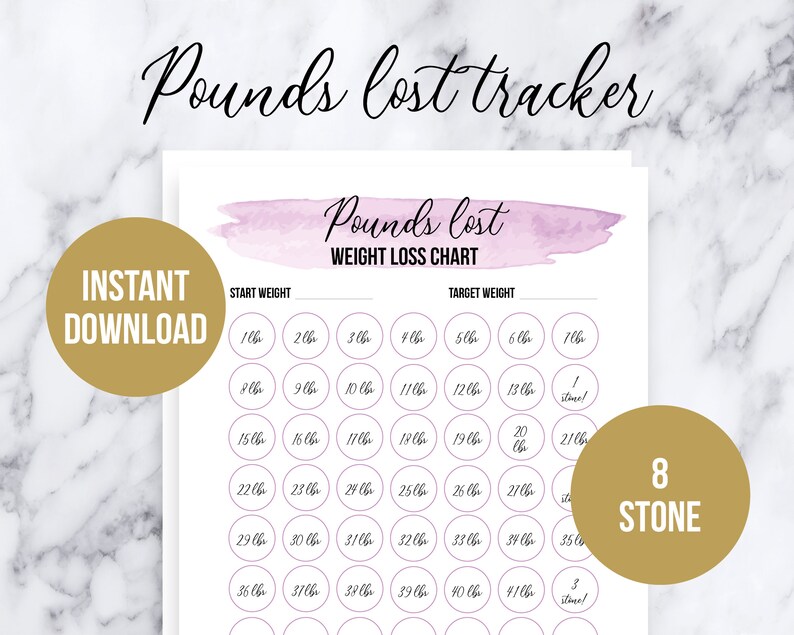 Printable Pounds Lost Weight Loss Tracker - 8 Stone Double Sided - Etsy