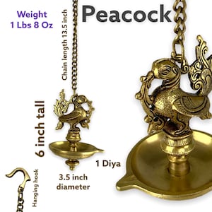 Annam Peacock Brass Oil Samai Hanging Brass Oil Diya Diwali - Etsy