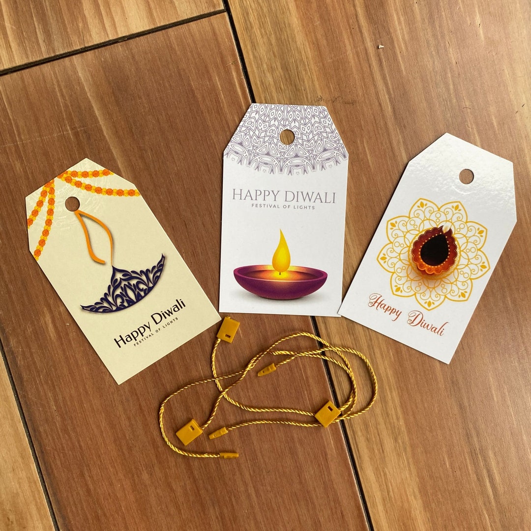 10 Printed Happy Diwali Gift Tags for Diwali Gifts Bags, Deewali Tags ...