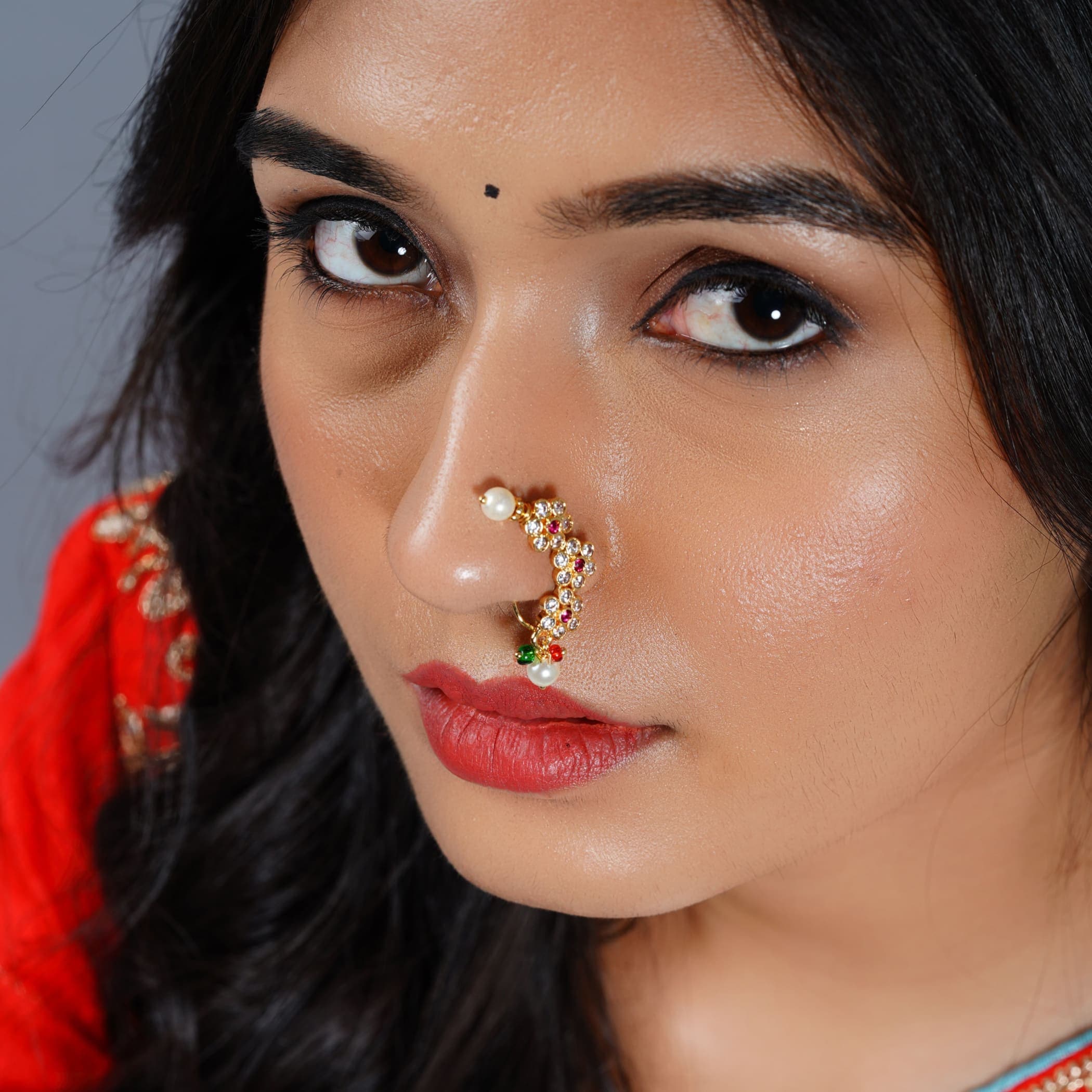 Buy Nose Pin Kundan Pressing Nose Ring With Gold Plating