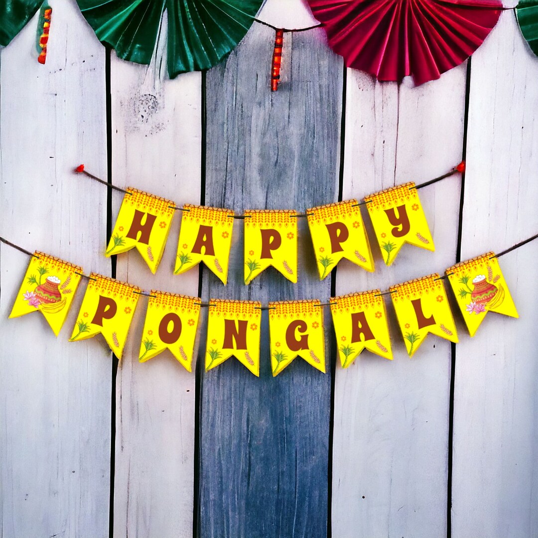 Happy Pongal Banner Bunting Diy Indian Pongal Celebration Pongal ...