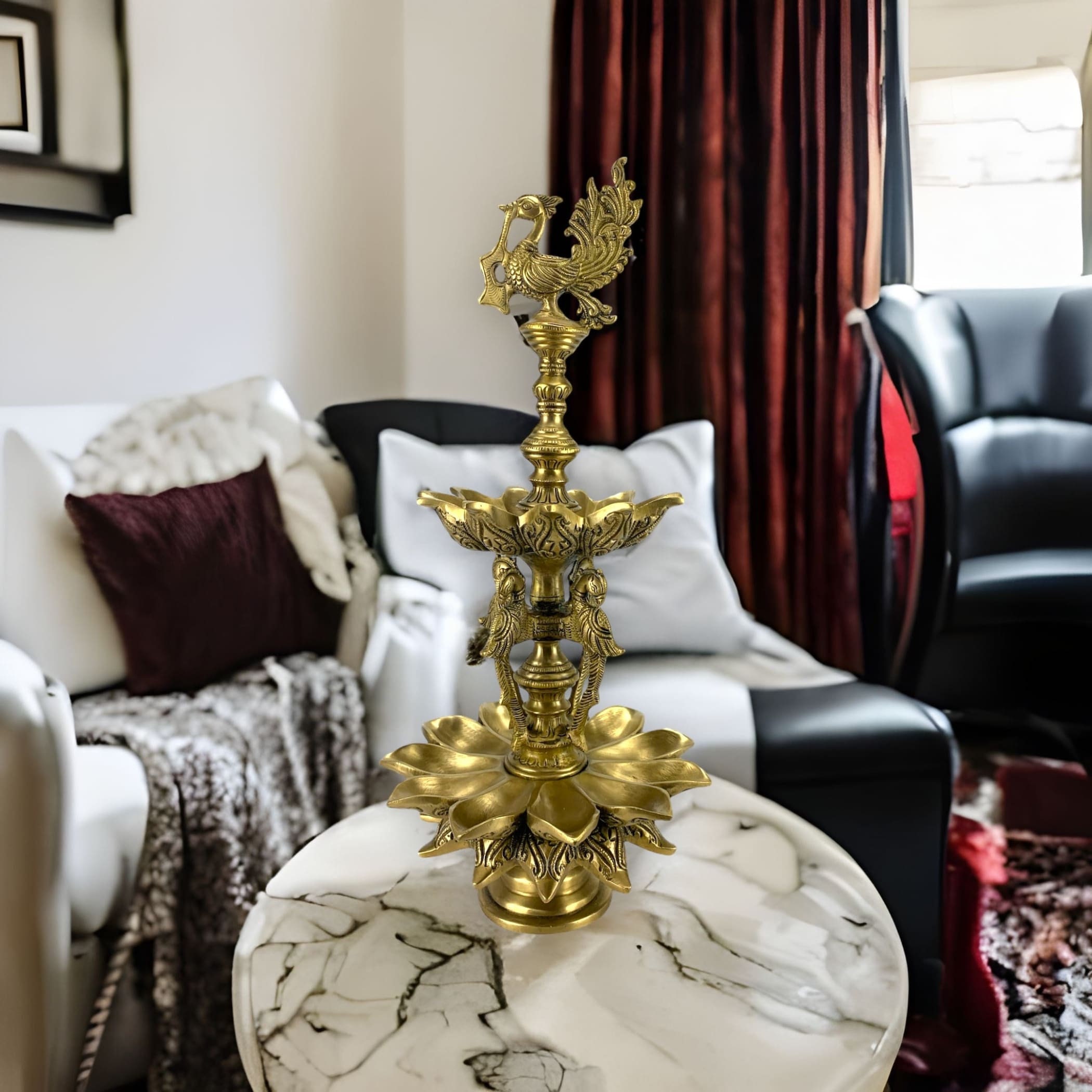 Peacock Brass Oil Tall Diya Samai Diya Diwali Decor Brass - Etsy