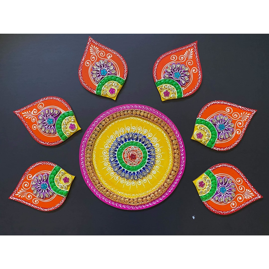 2 Feet Handcrafted Wooden Rangoli, Rangoli Decoration, Rangoli Set ...