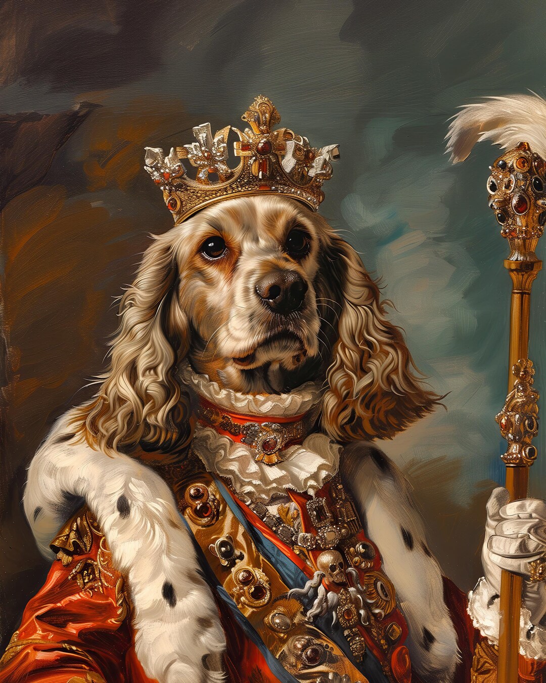 Custom Dog King Portrait, Royal Pet Painting From Photo, Renaissance ...