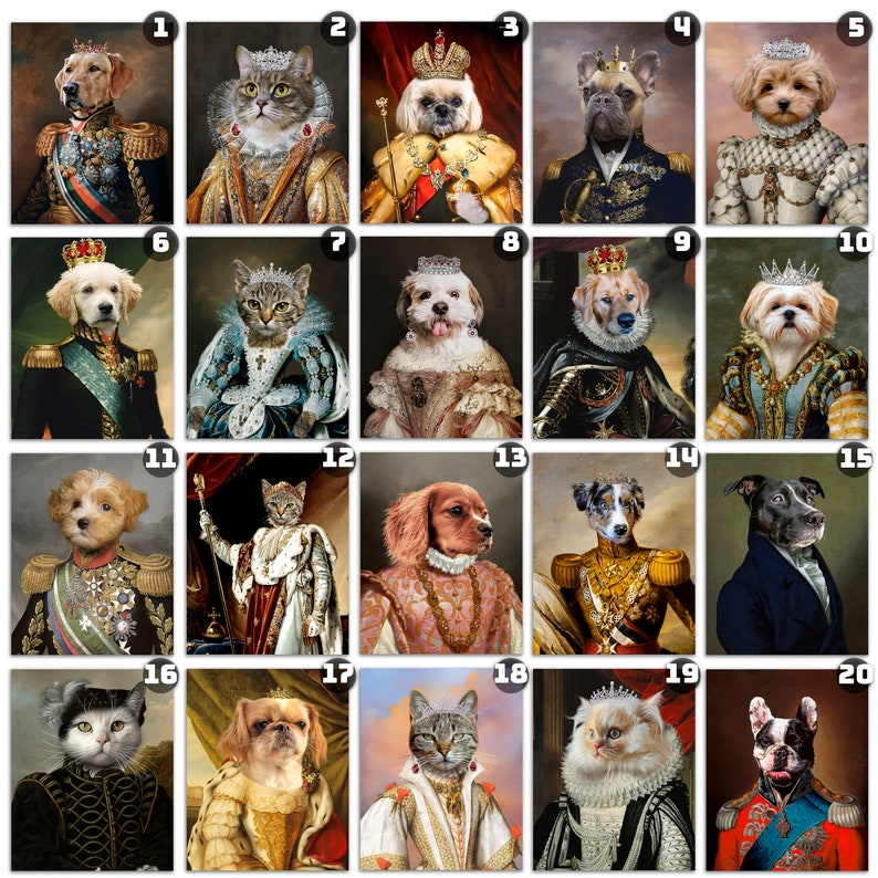 Custom Pet Portraits Royalty Cat Portrait From Photo Cat - Etsy