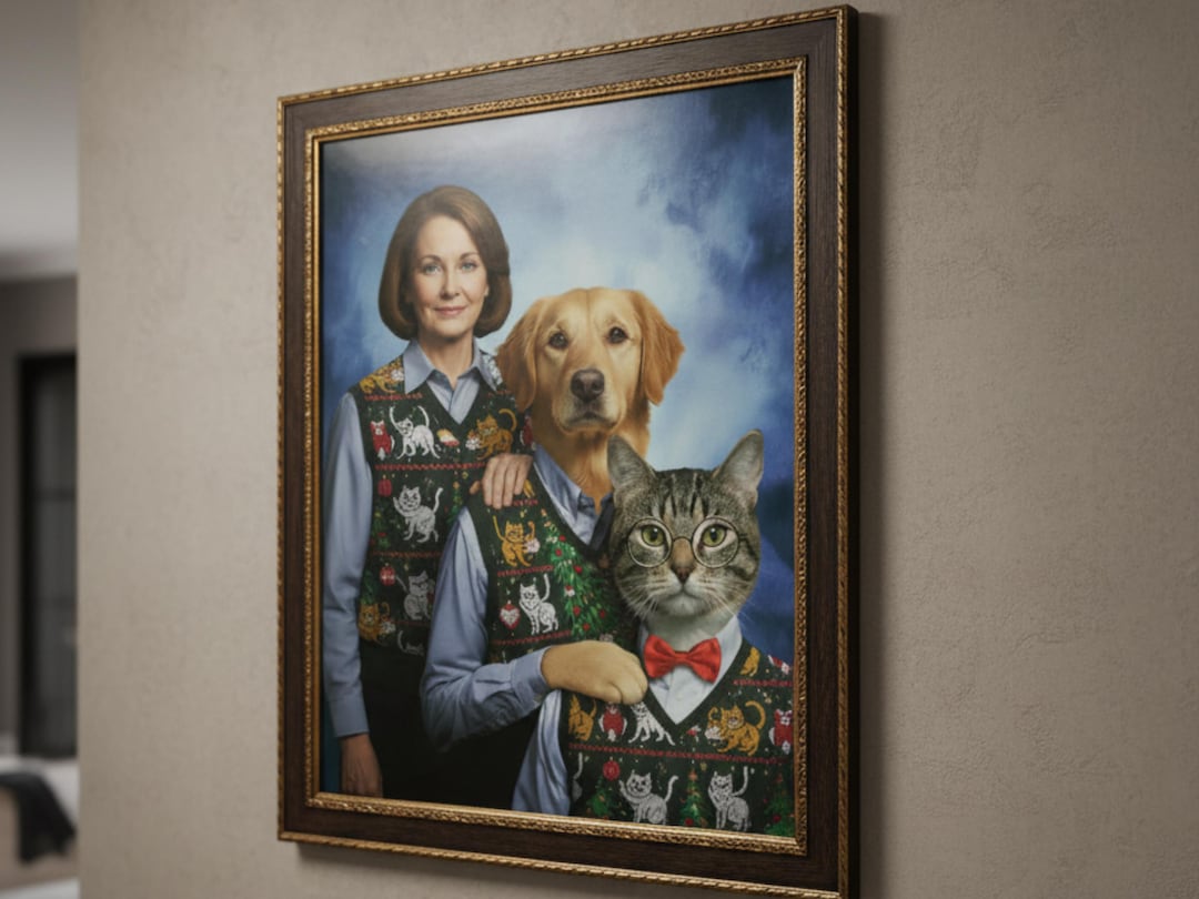 Personalized Funny Human Dog Cat Portrait From Photo, Custom Unique ...