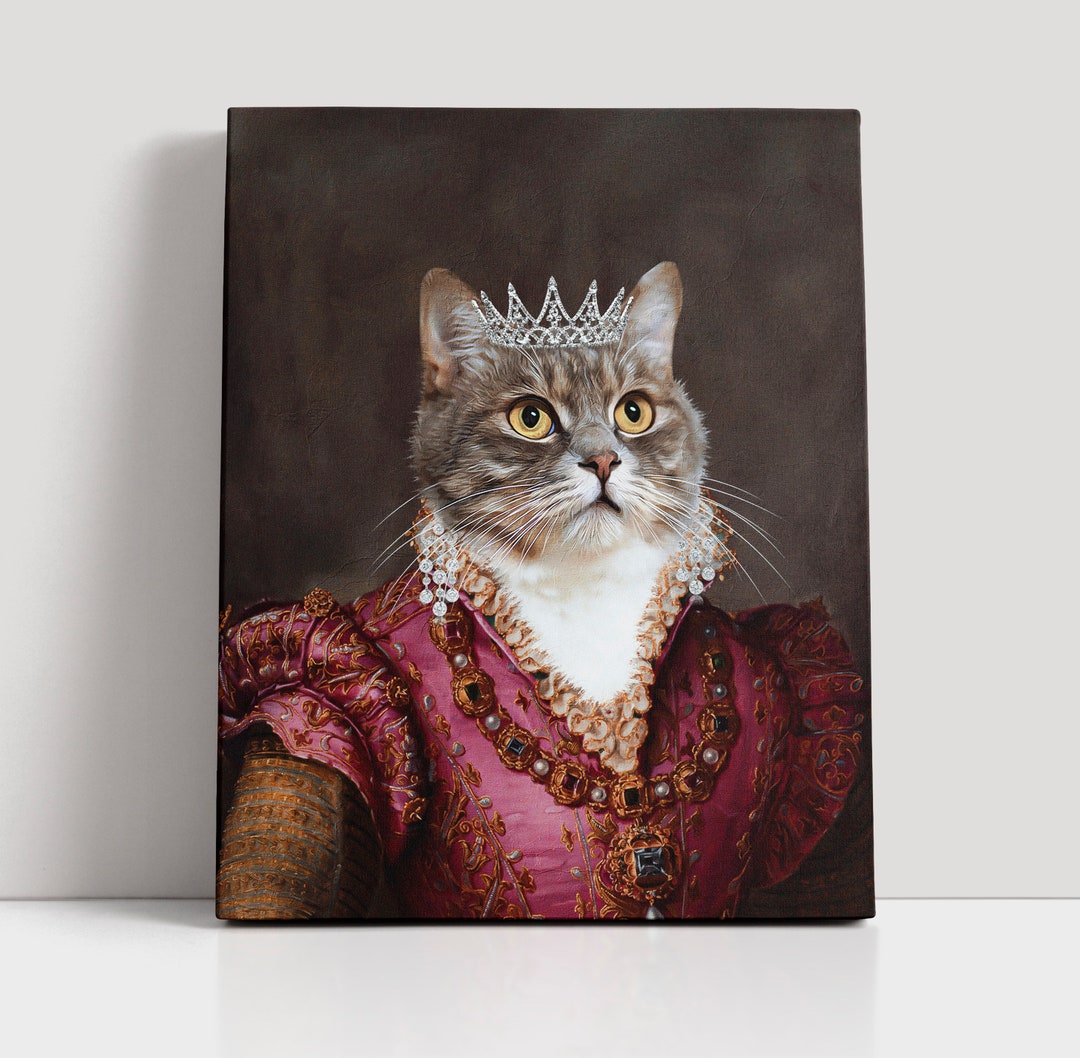 Custom Pet Portrait, Renaissance Queen Pet Portrait, Cat Portrait From ...