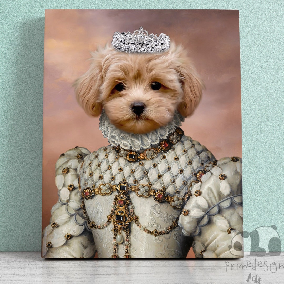 Custom Princess Dog Portrait Renaissance Lady Art Personalized ...