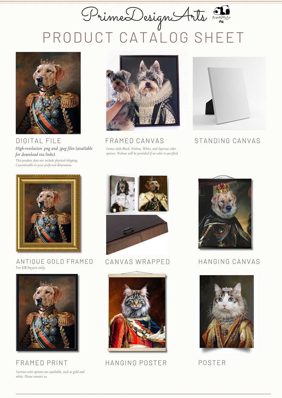 Custom 3 Pets Portrait, Royal Dog Portrait, Christmas Gift, the ...