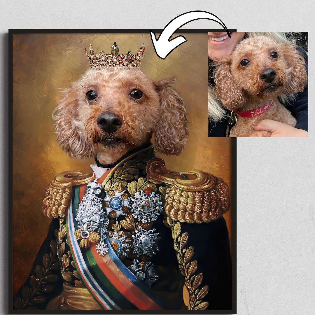 Custom Regal Dog Portrait From Photo Personalized Gift Victorian Canvas ...