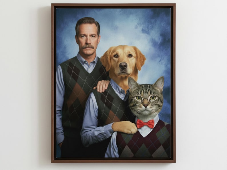 Personalized Funny Human Dog Cat Portrait From Photo, Custom Unique ...