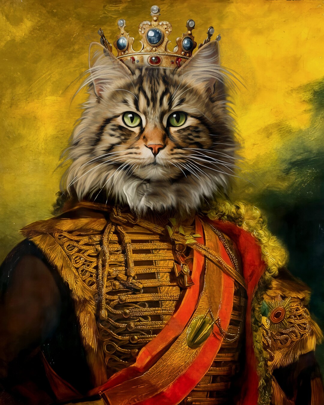 Custom Pet Portraits Royalty, Cat Portrait From Photo, Cat Portrait ...