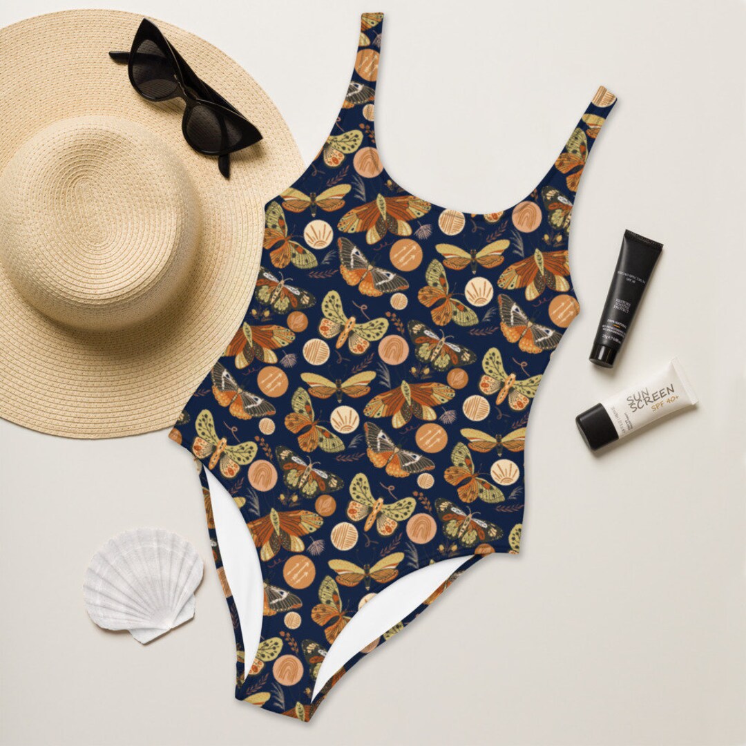 Boho Butterfly One-piece Swimsuit Unique Bohemian Style Bathing Suit ...