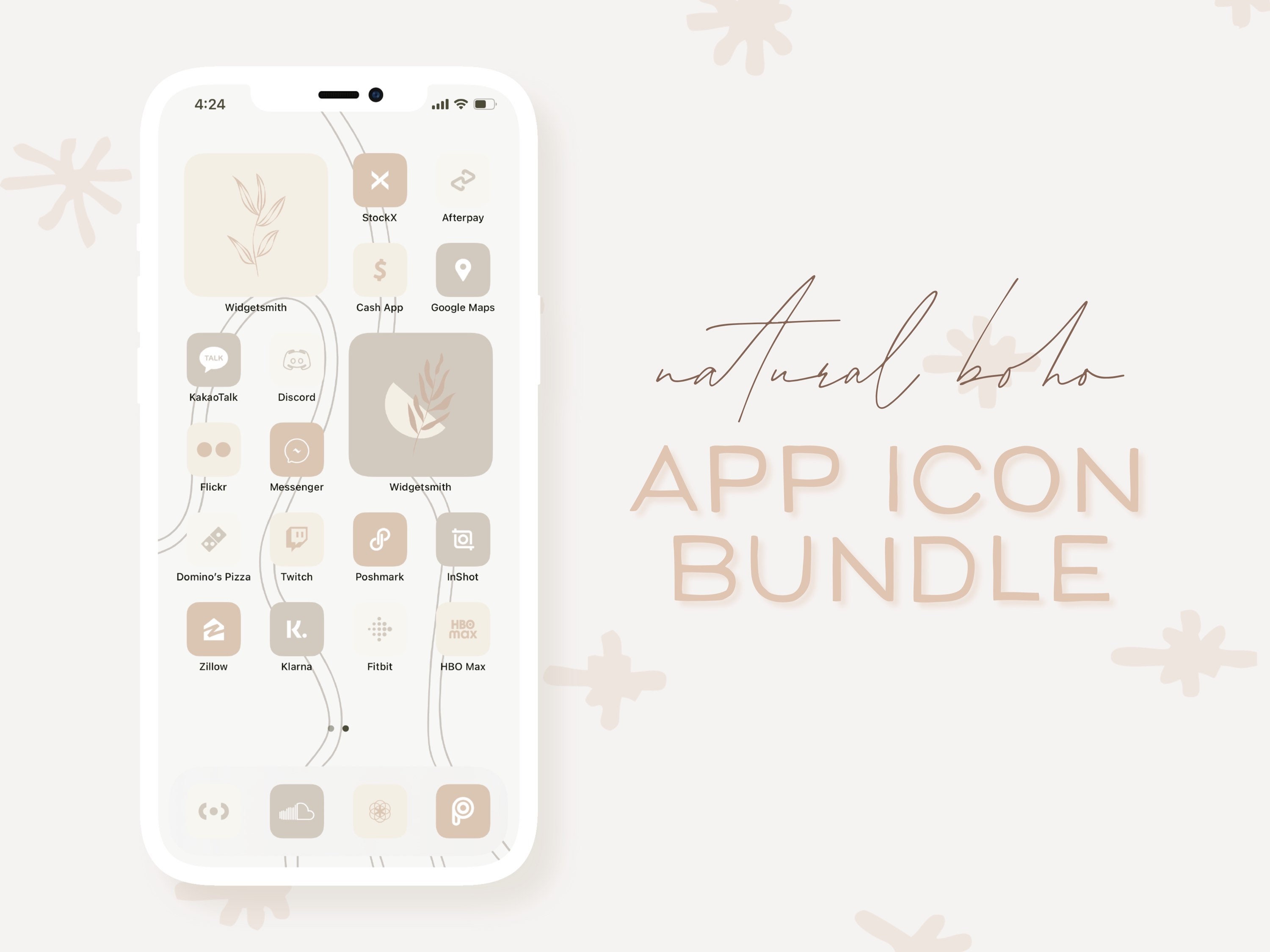 Natural Boho App Icons Ios 16 Icon Covers iPhone App Icons Boho ...