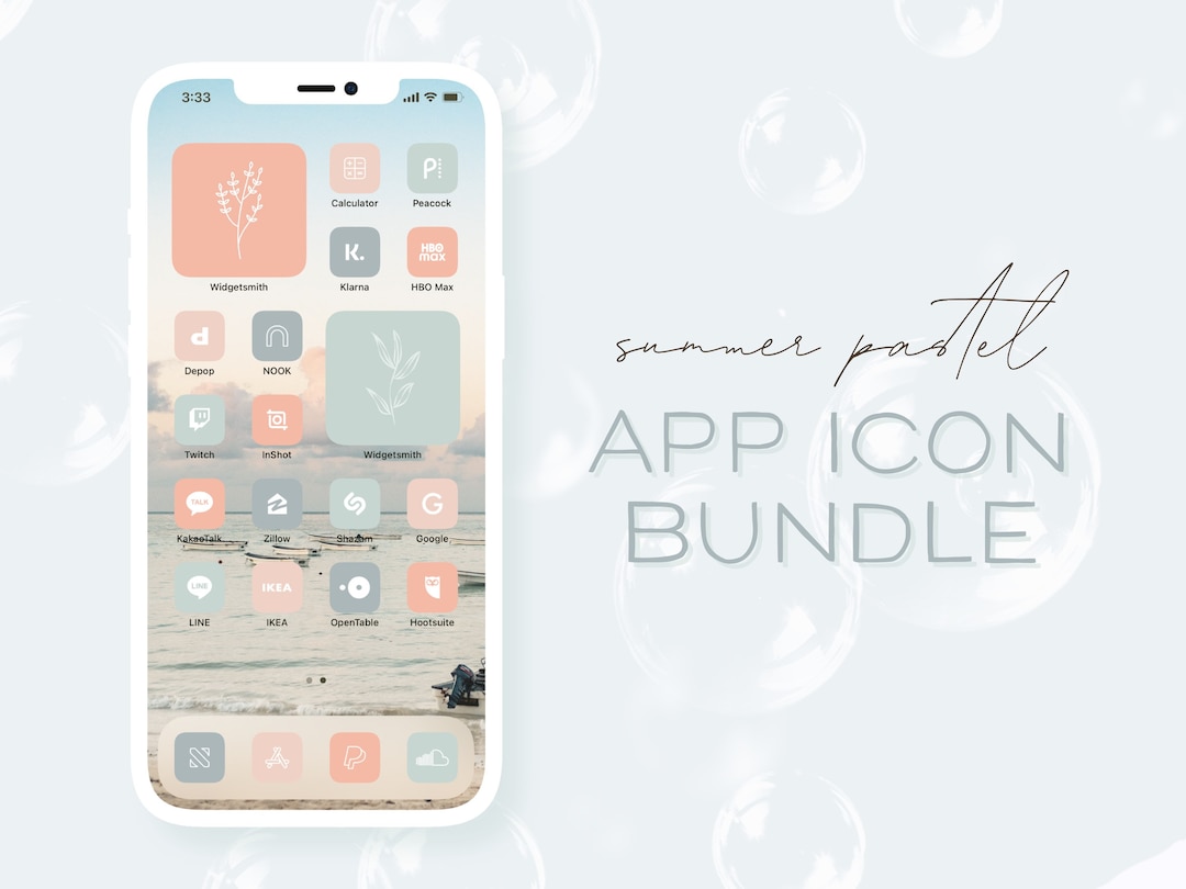 Summer Pastel App Icons Ios 16 Icon Covers iPhone App Icons Boho ...