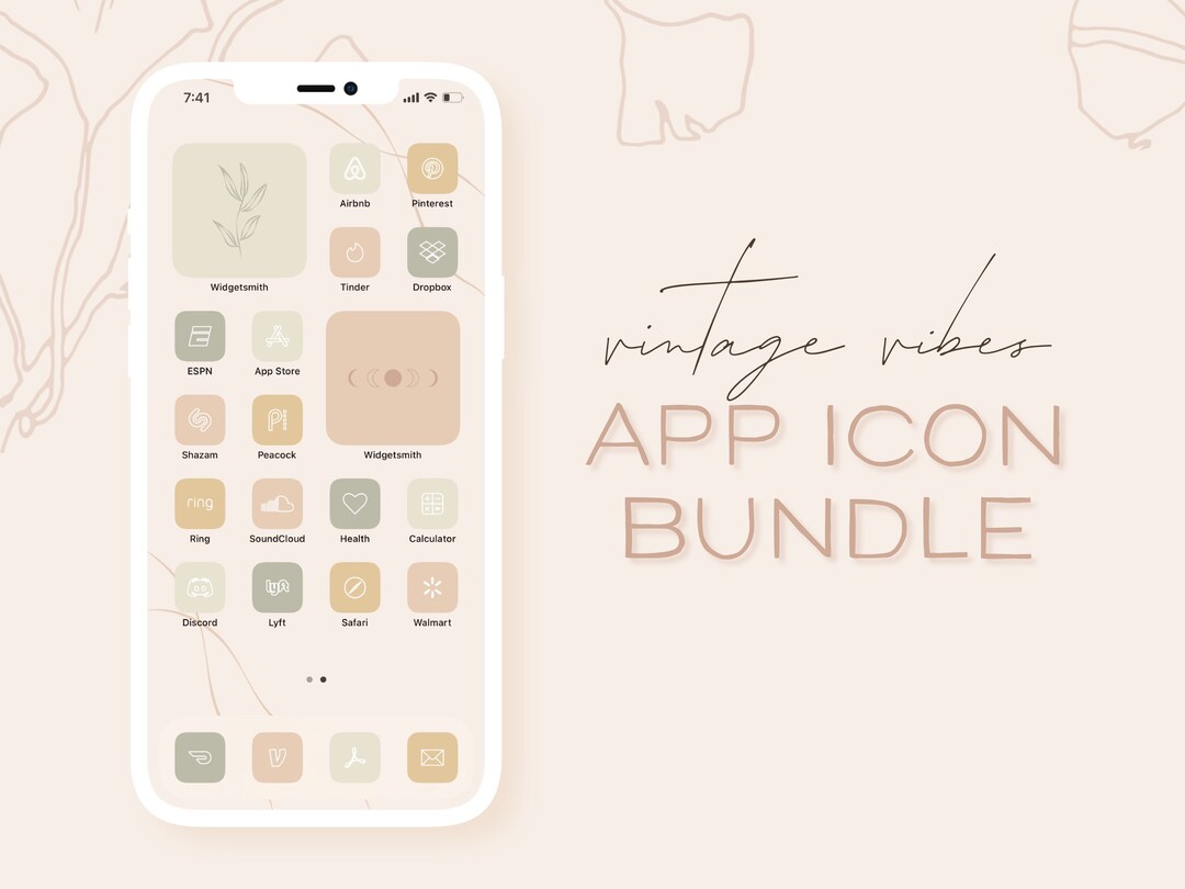 Vintage Vibes App Icons Ios 16 Icon Covers iPhone Boho - Etsy
