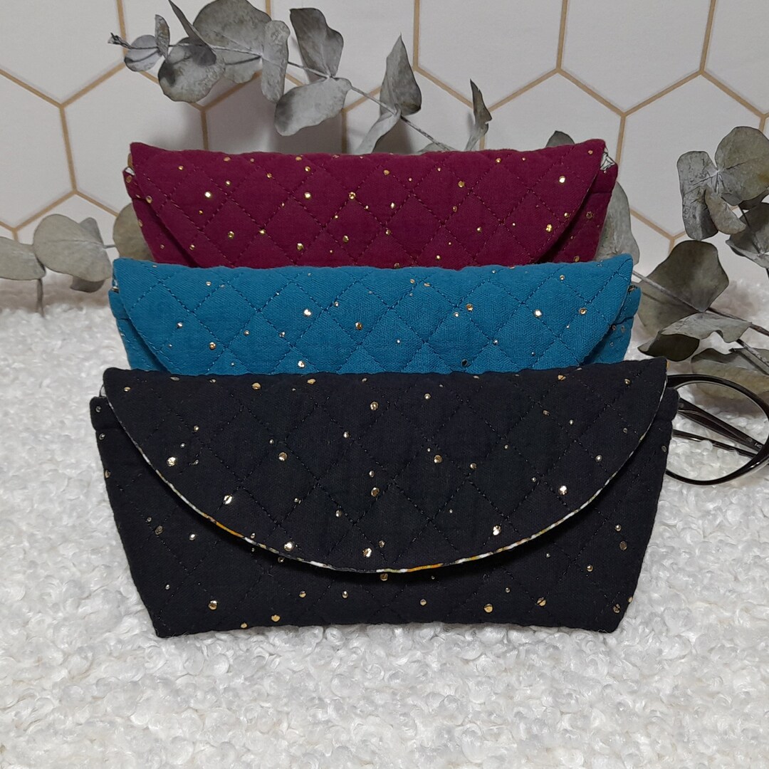 Double Gauze Quilted Gold Polka Dot Glasses Case - Etsy