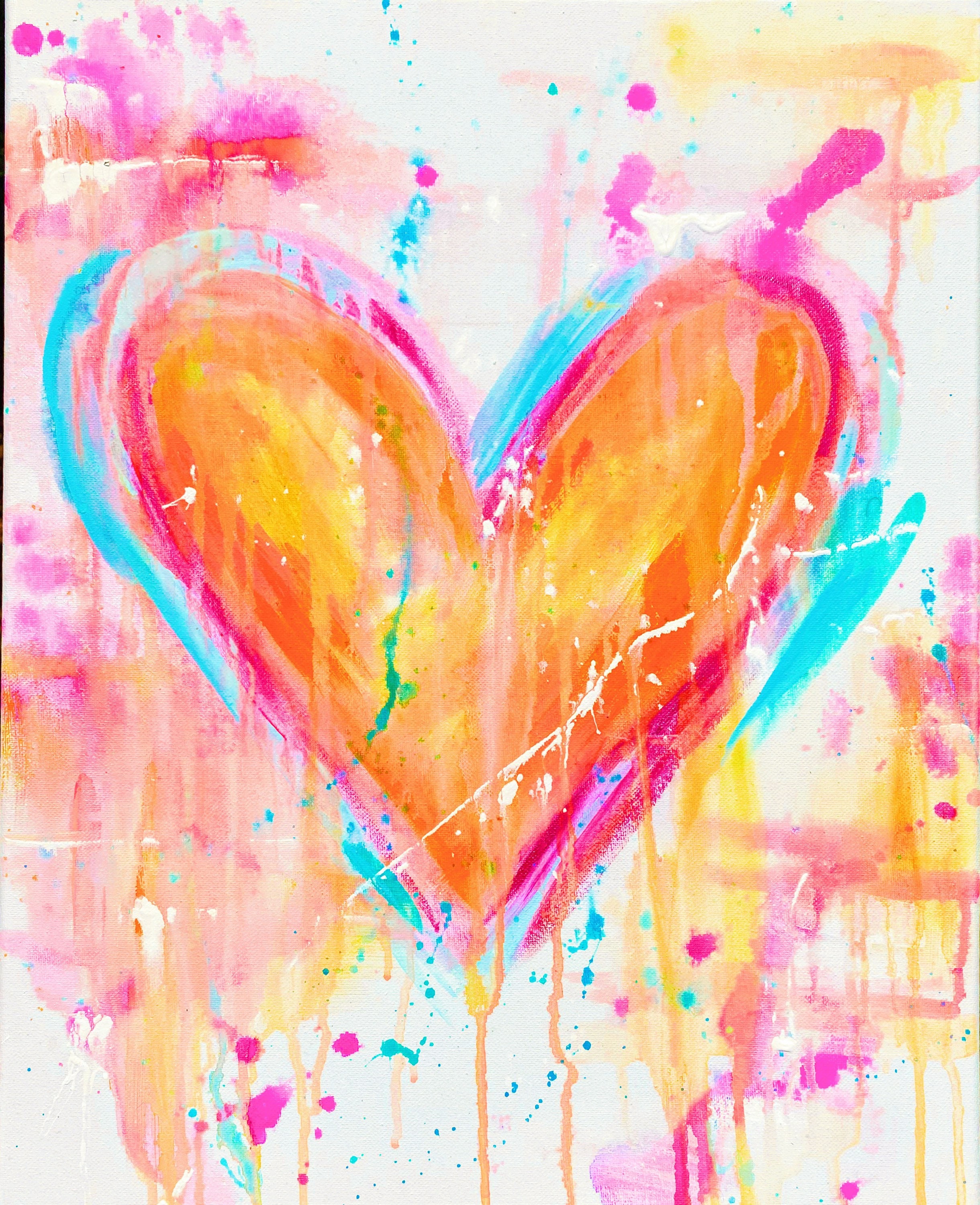 Neon Drippy Heart Art Print - Etsy