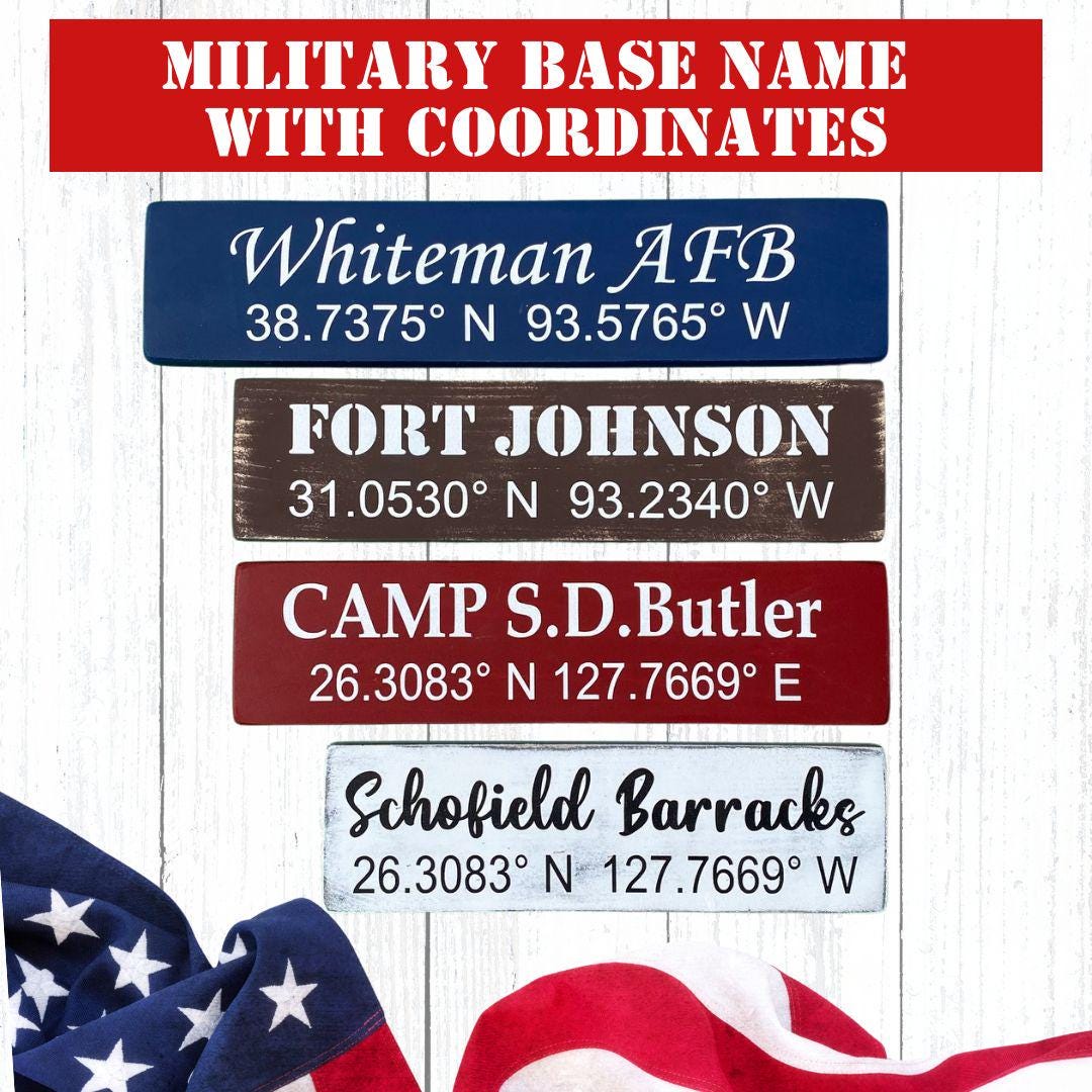 Military Base Sign With Coordinates - Etsy