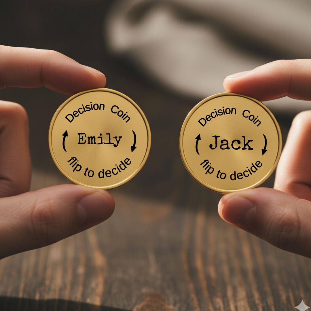 Decision Coin - Custom Engraved Brass Coin - Couples Flip Coin - Gifts ...